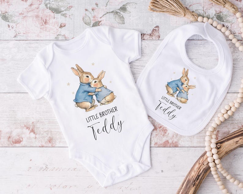 Little Brother Baby Announcement Personalised Vest, Sleepsuit, Romper ...