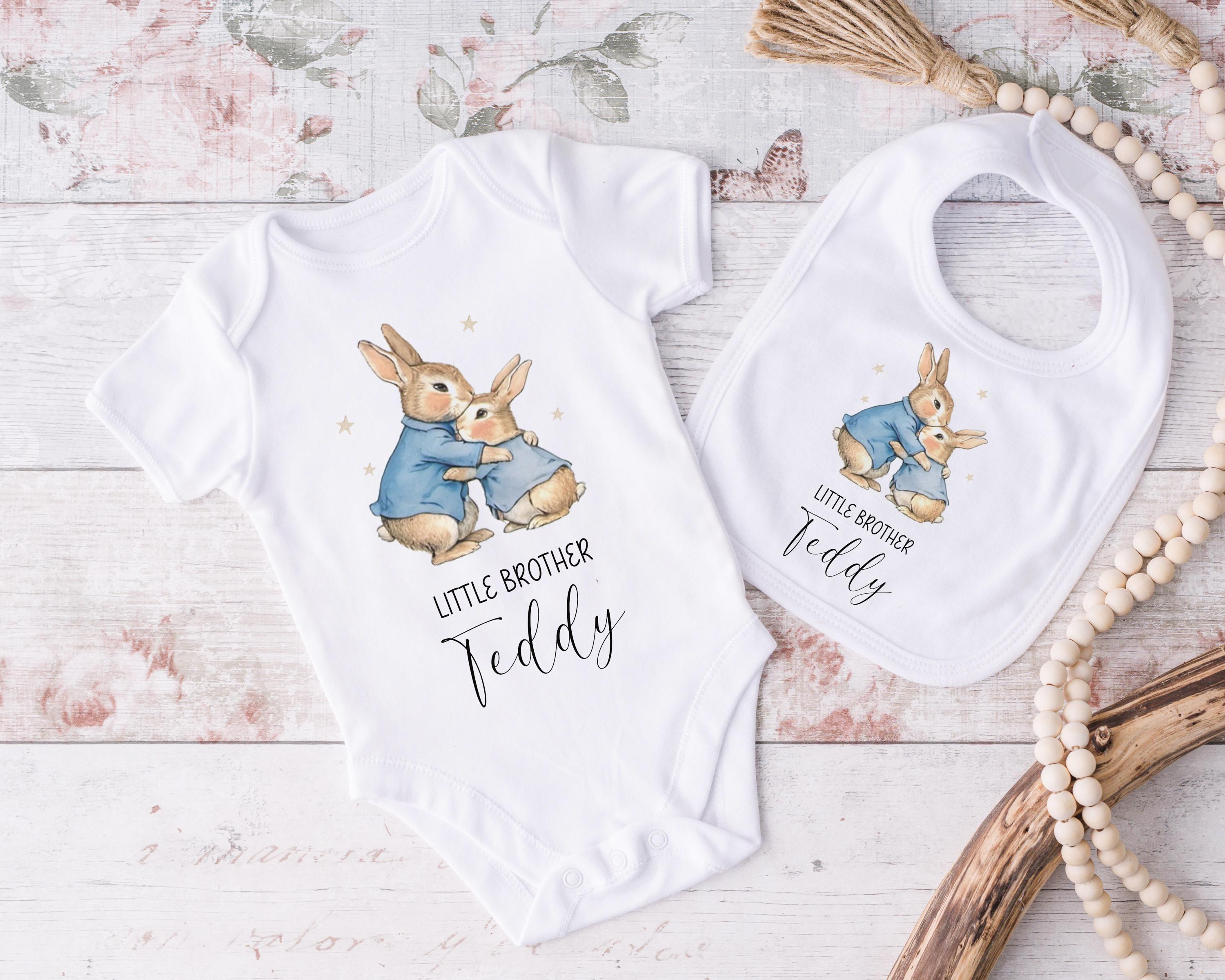 Little Brother Baby Announcement Personalised Vest, Sleepsuit, Romper ...