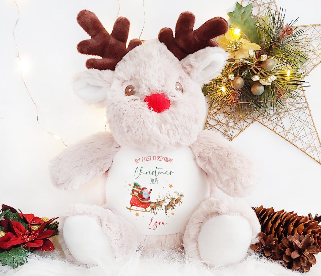 Personalised Christmas Reindeer Toy, Baby's First Christmas Gift, Baby ...
