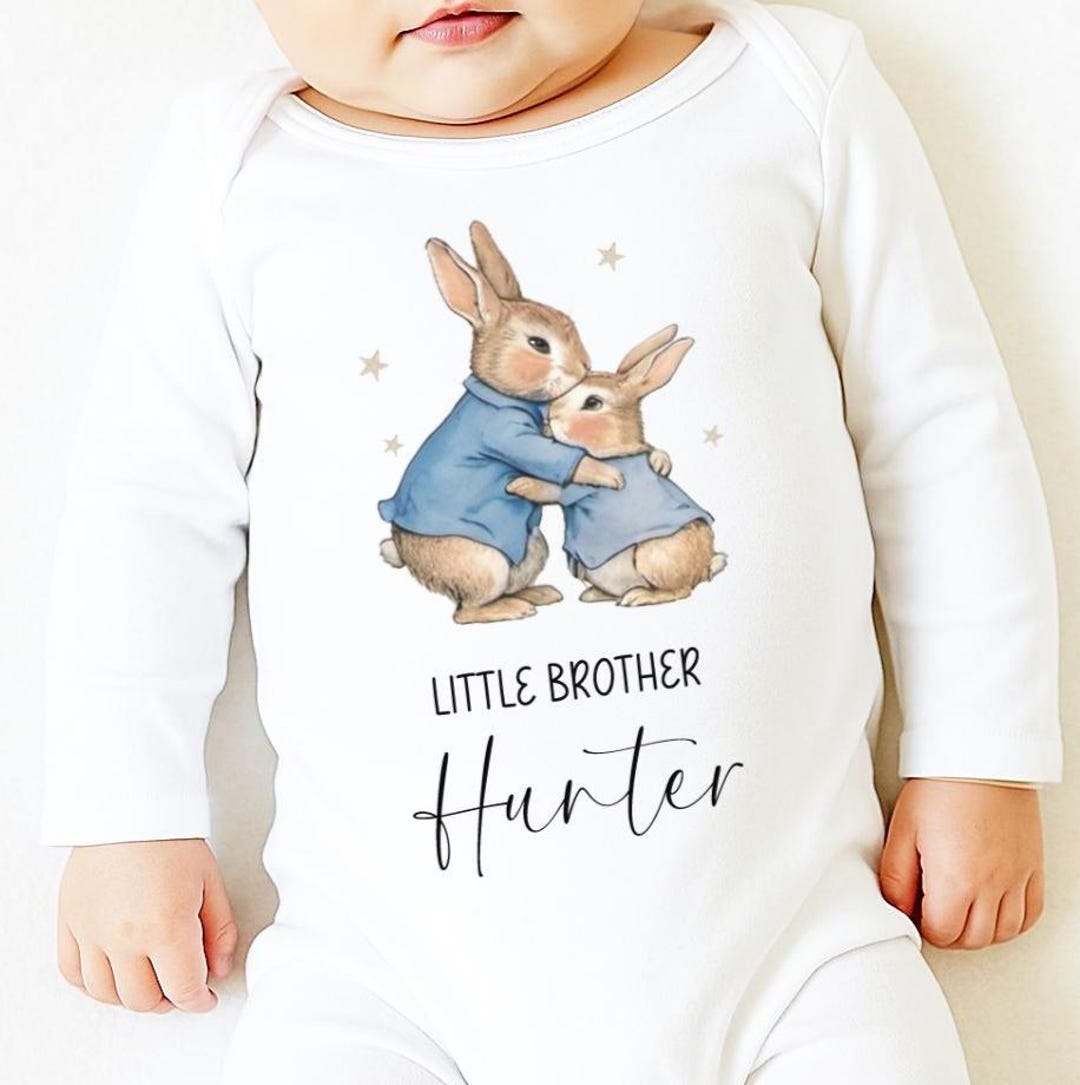 Little Brother Baby Announcement Personalised Vest, Sleepsuit, Romper ...