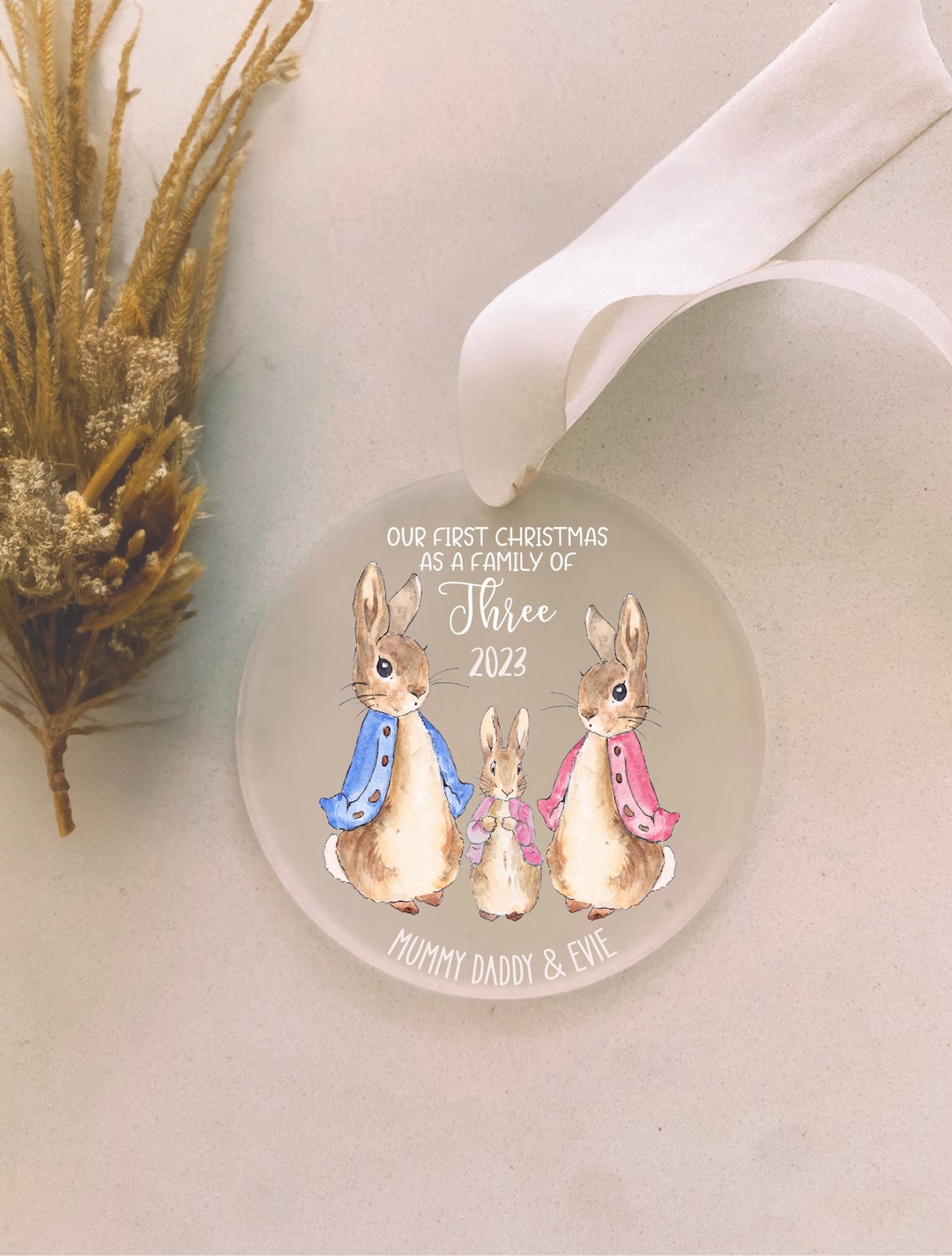 Personalised Peter Rabbit First Christmas as a Family Decoration ...