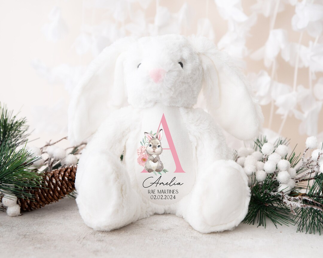 Personalised Bunny Rabbit, New Baby Gift, Personalised Plush Soft Toy ...
