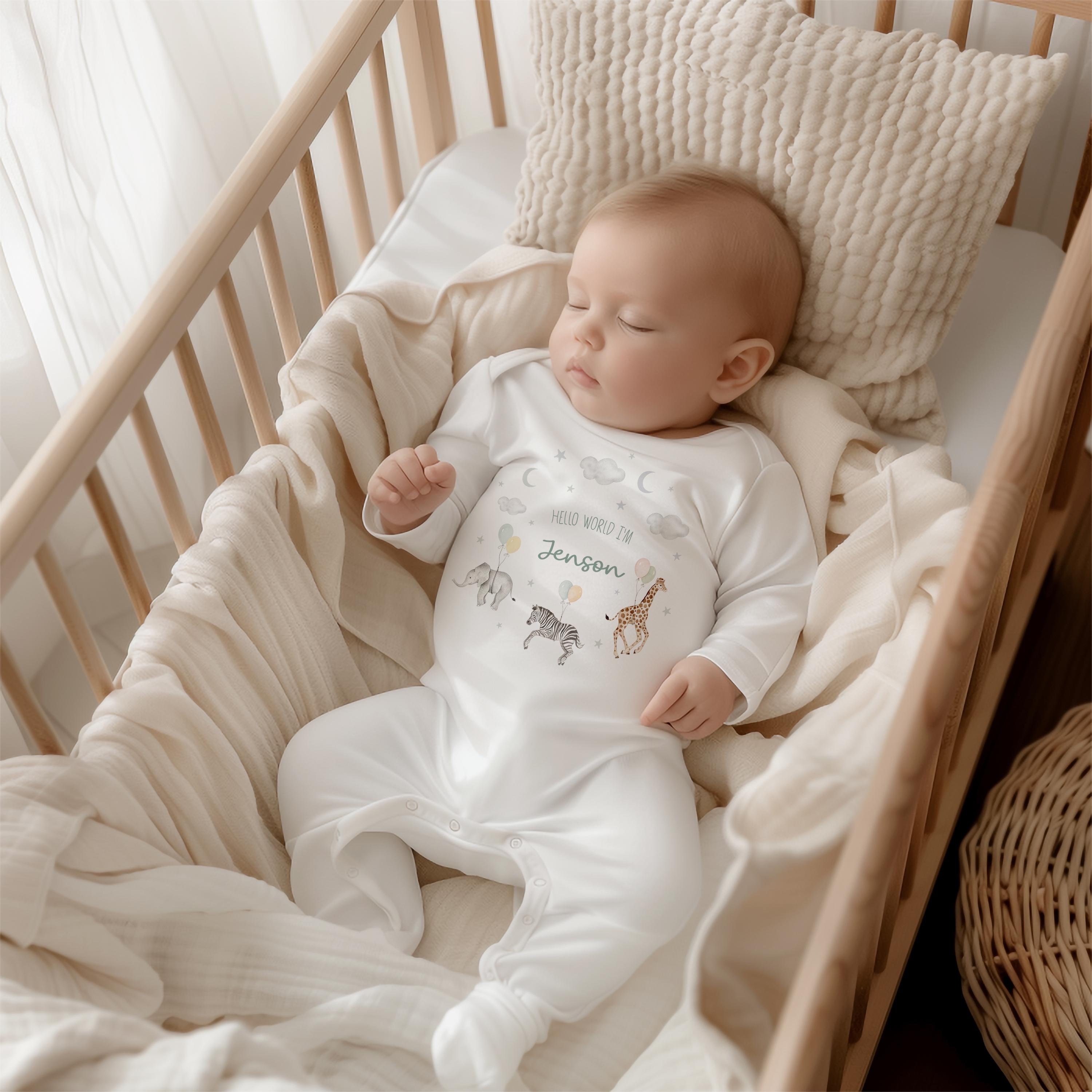 Personalised Hello World Babygrow Sleepsuit, Vest, New Baby Gift ...