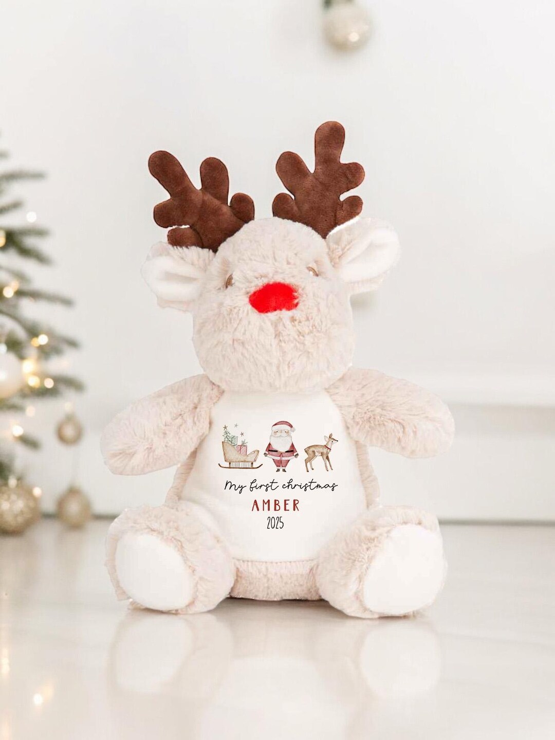 Personalised Christmas Reindeer Toy, Baby's First Christmas Gift, Baby ...