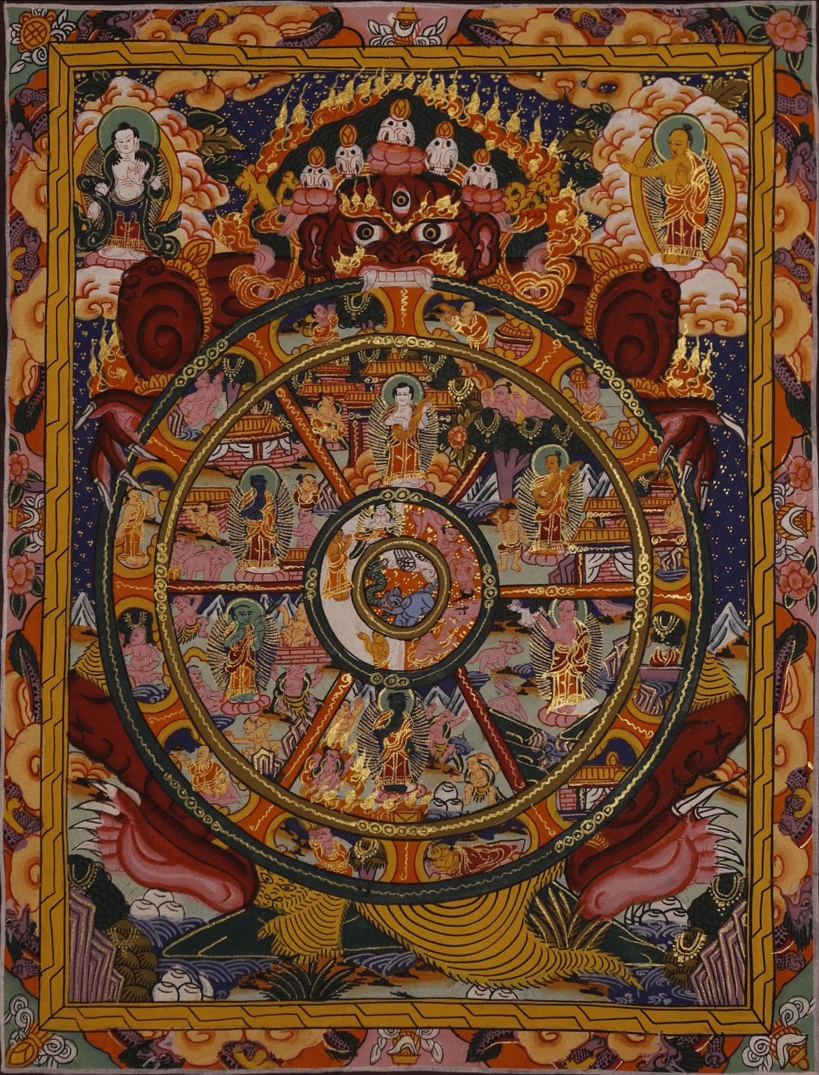 Wheel of Life Thangka / Thanka Painting From Nepal Meaning of Life ...