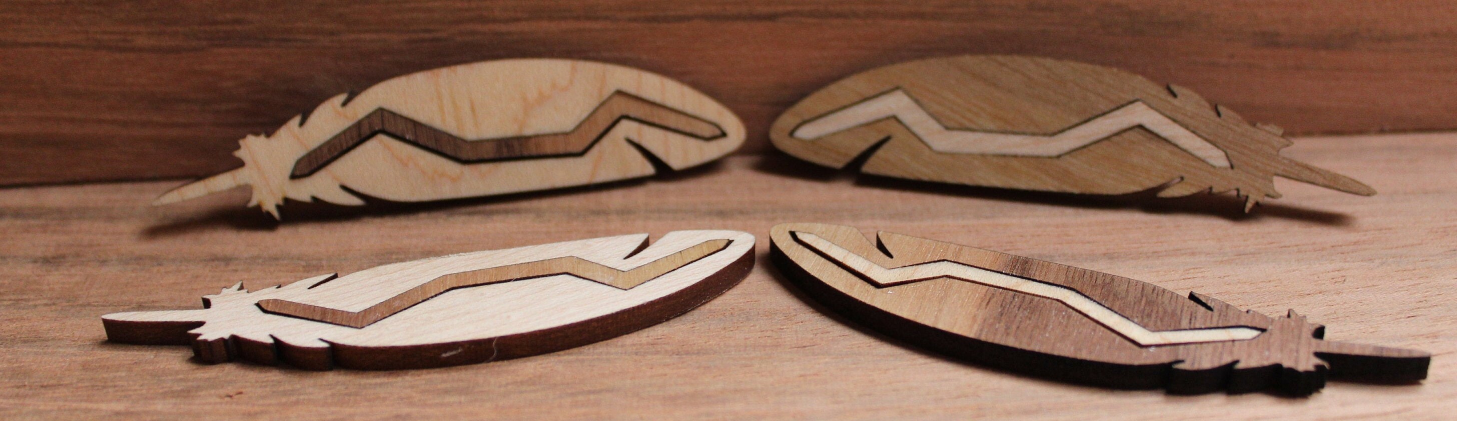 Wooden Feather Walnut and Maple | Etsy