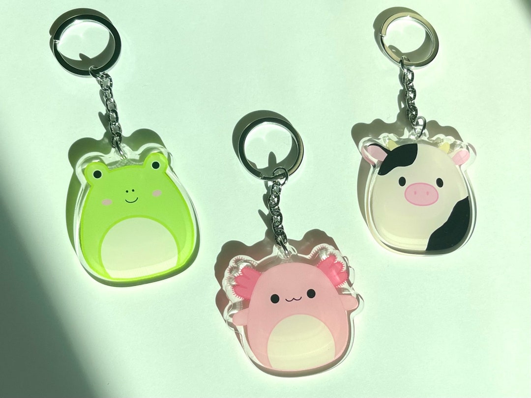 Squish Animal Acrylic Keychains - Axolotl, Cow, Frog - Etsy
