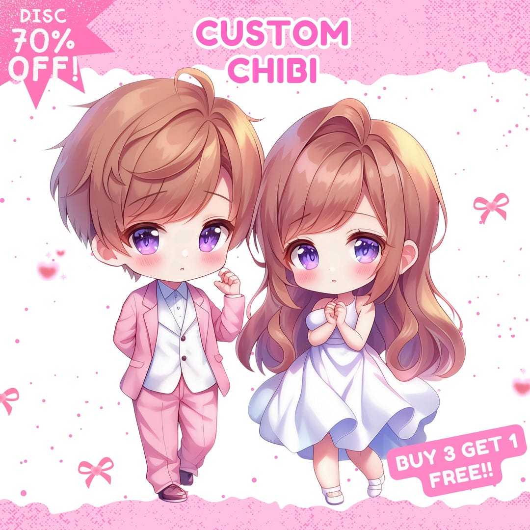 Custom Chibi Character | Custom Chibi Commission, Couple Chibi Gift ...
