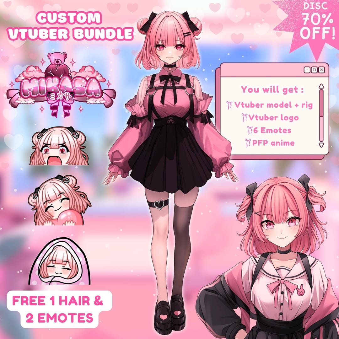 Custom Vtuber Model| Custom Live2d Vtuber Model Bundle, Twitch Vtuber ...