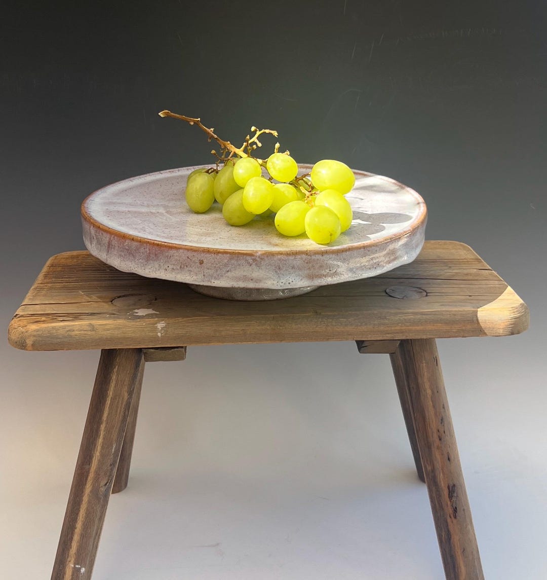 Handmade Ceramic Cake Dessert Plate With Stand Glazed in Pink Ice in ...
