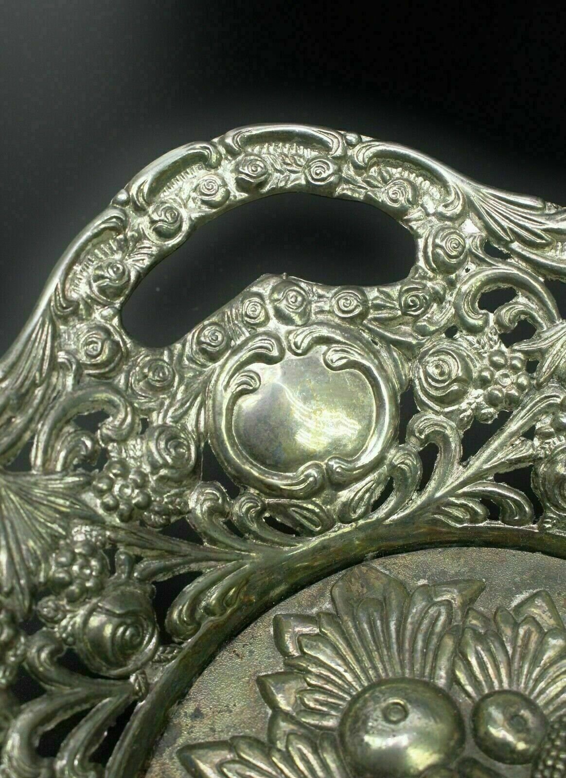 Antique Reticulated Metal Fruit Bowl Centerpiece Double Handle | Etsy