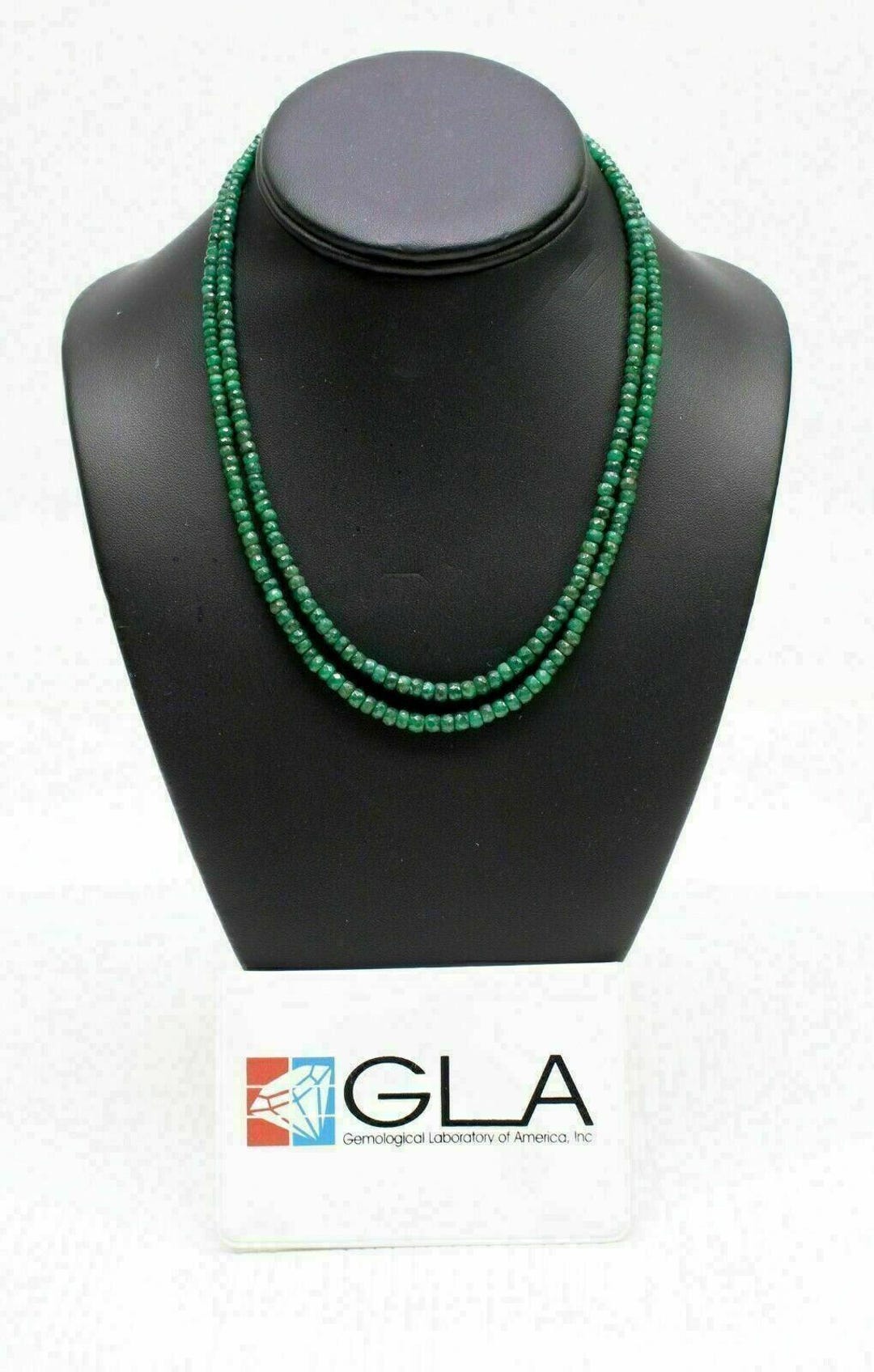 Beaded Natural Emerald Double Choker Necklace 150ct Cut W Certificate ...