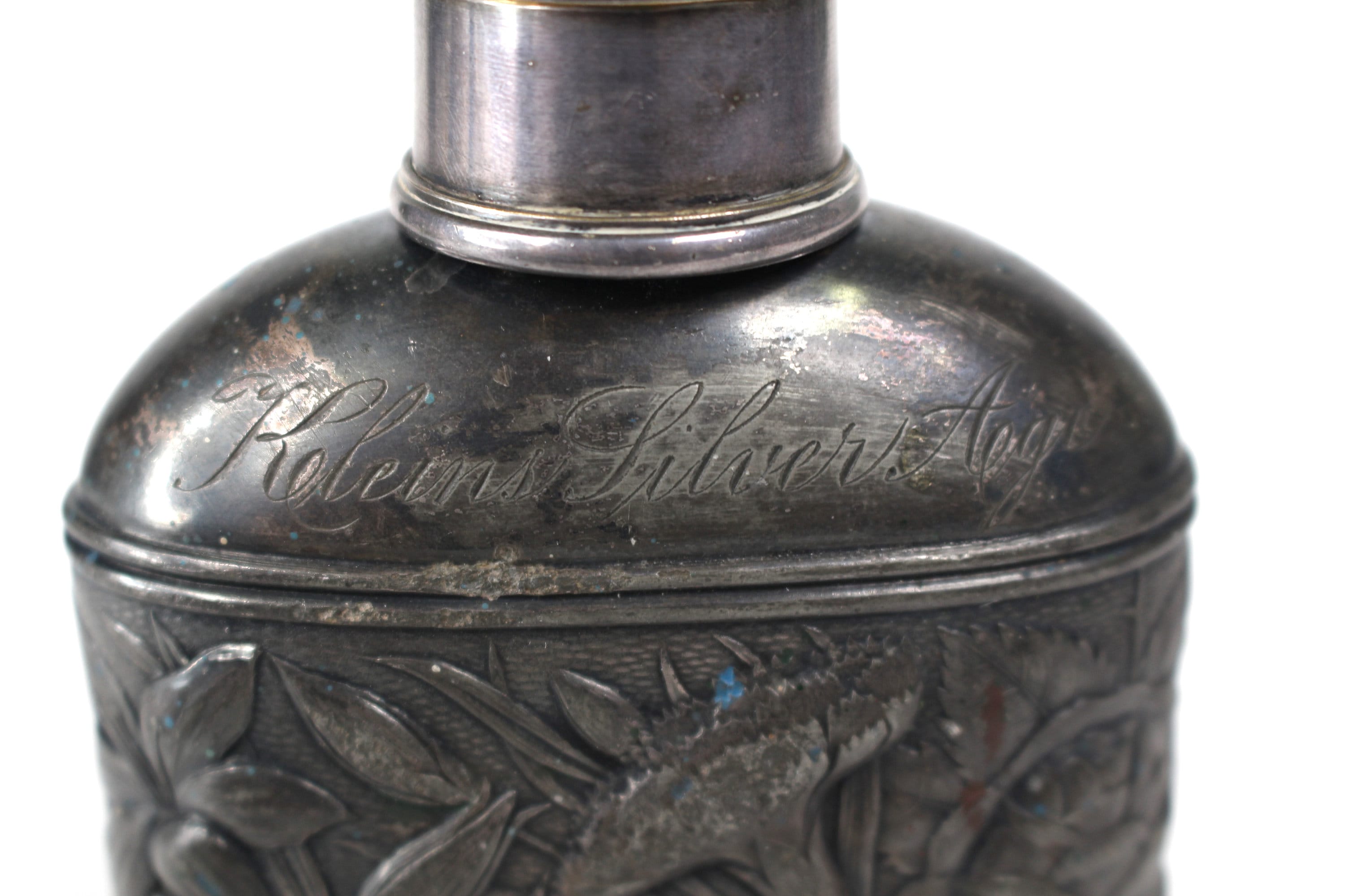 Antique Sterling Silver Flask 9oz Gorgeous Floral Embossing | Etsy