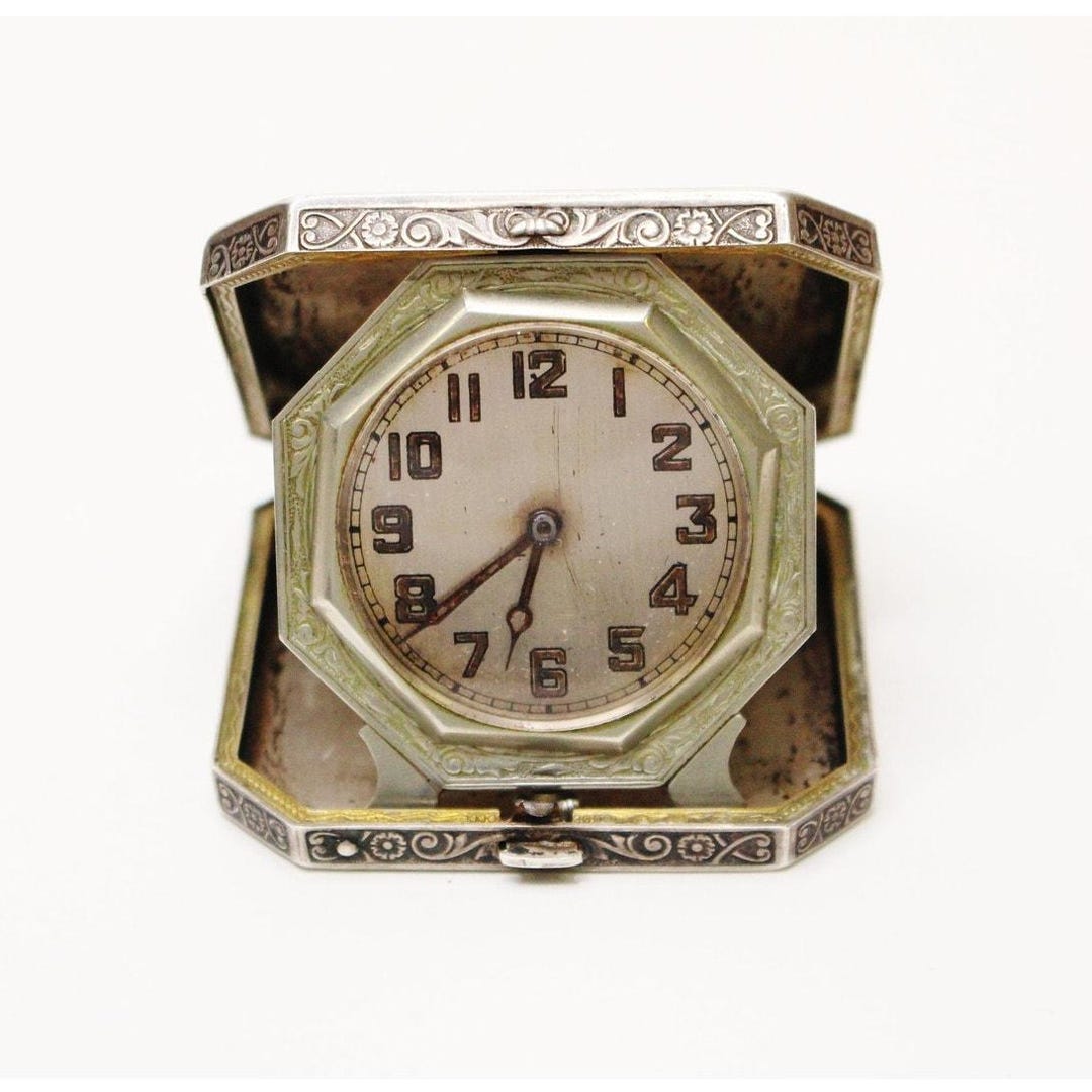 Elgin Sterling Travel Case Table Watch Engraved Date 1861 Illinois WCC ...