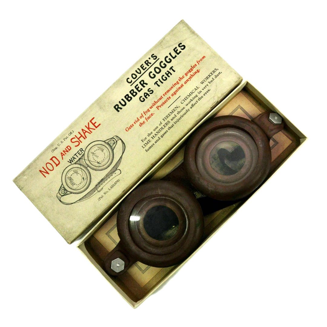 Antique Rubber Goggles Nod & Shake Lab Antifog Gas-tight 1922 Includes ...