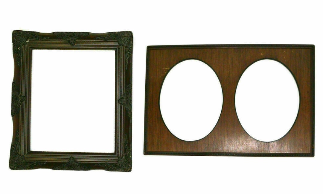 Vintage Wooden Picture Frames Lot Two Dark Wood Antique Gallery Wall ...