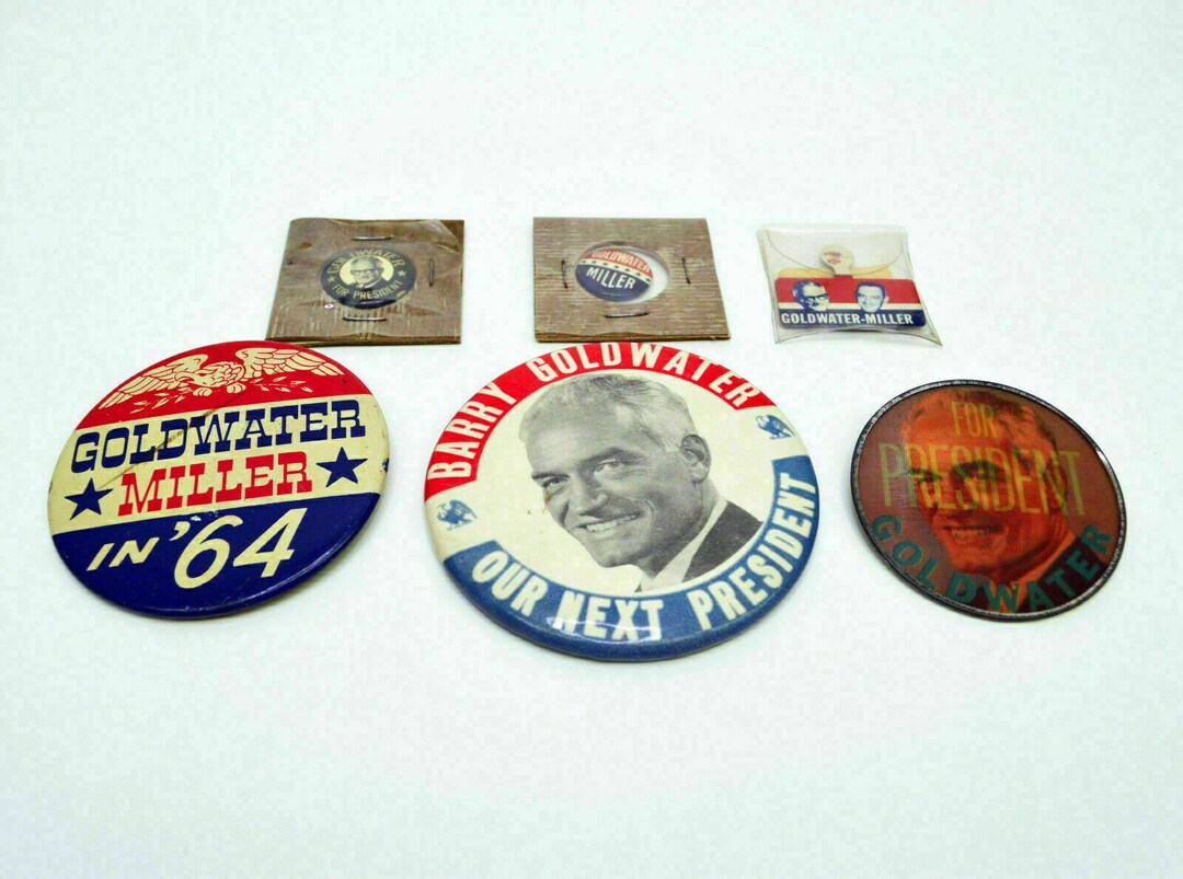 1964 President Campaign Buttons Goldwater GOP Election Memorabilia ...