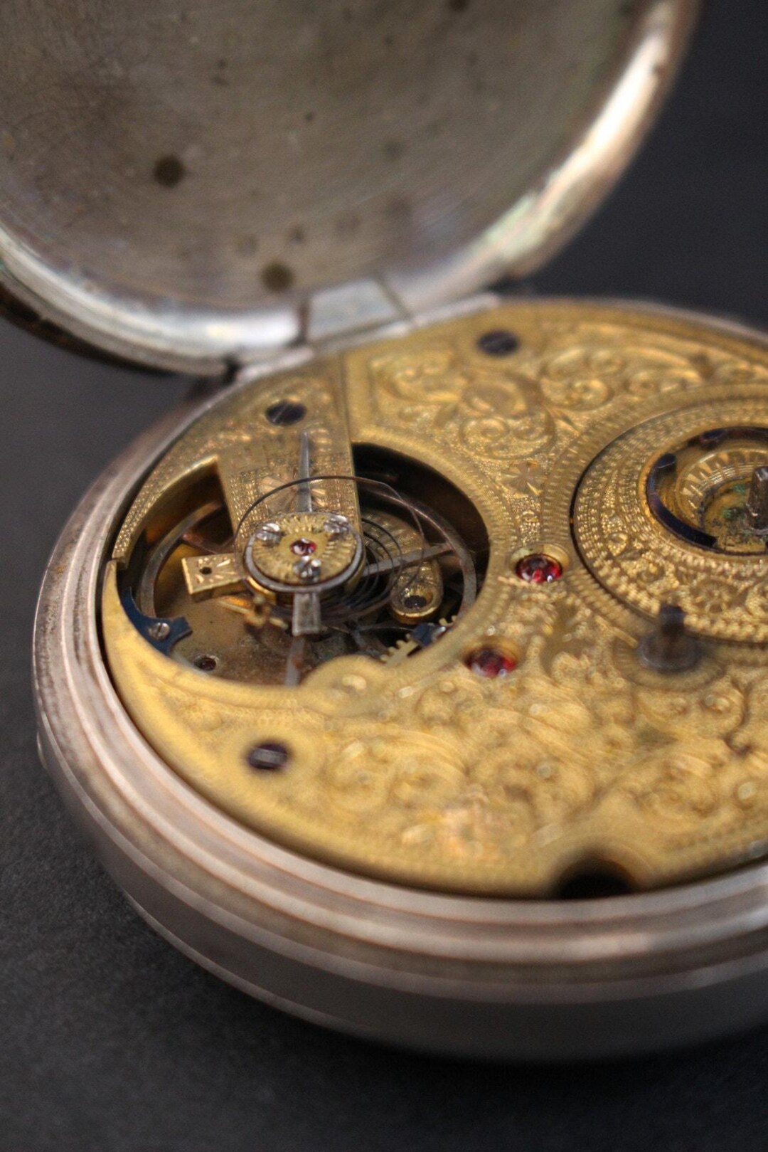 55mm Chinese Duplex Pocket Watch With Sterling Hand Engraved Hunter ...