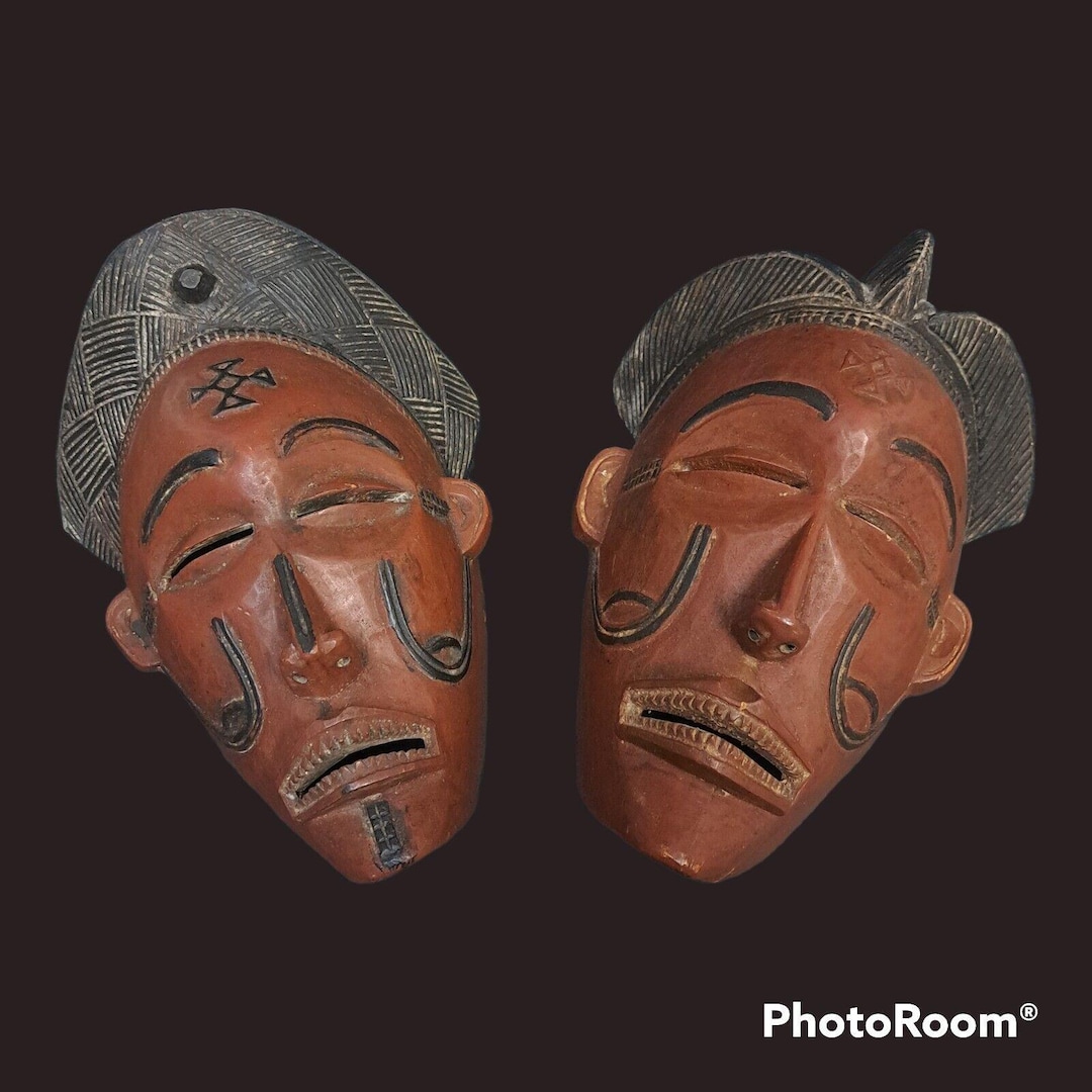 African Tribal Mask Mwana Pwo Angola Congo Cingelyengelye Cross Red ...