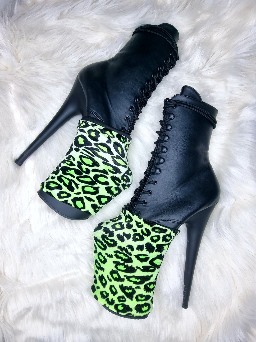 BRODIE PLATFORM PROTECTORS - Pleaser Pole Shoe Flow Covers Acid Green ...