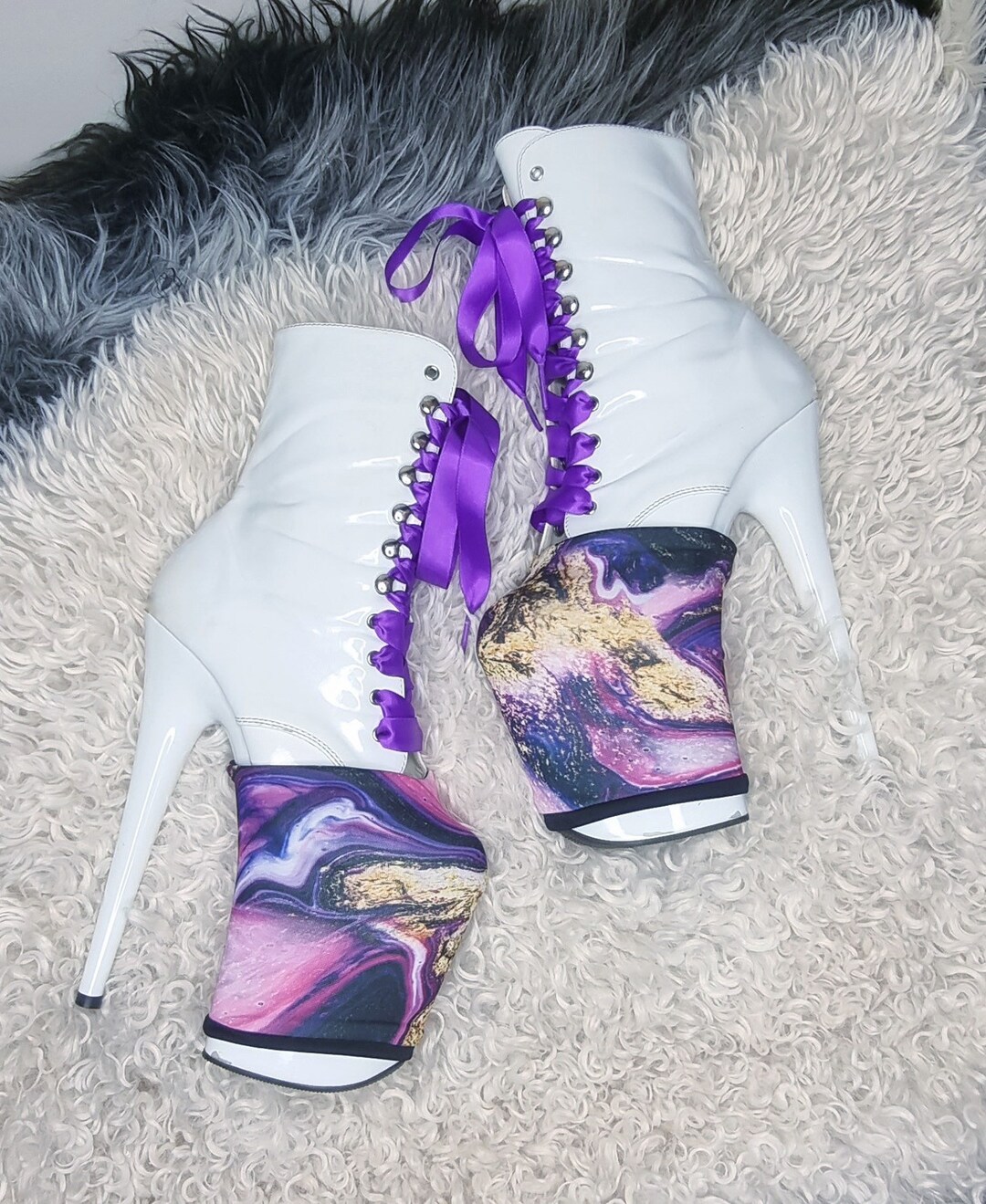 GEODE PLATFORM PROTECTORS - Pleaser Pole Shoe Flow Covers Purple Pink ...