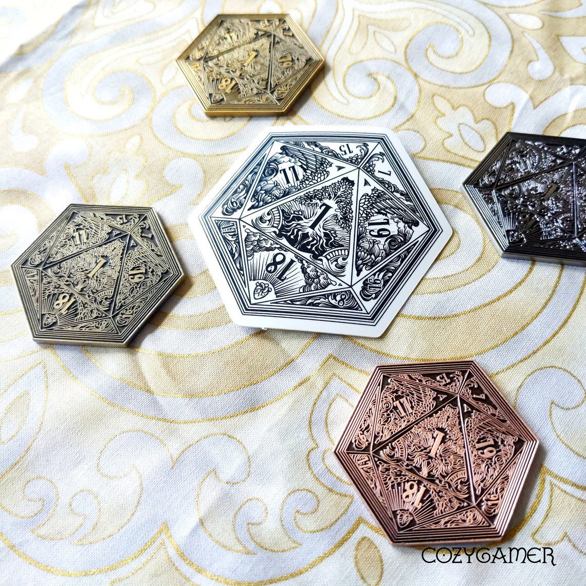 D20 Coin Two sided Die DND Coin. Life and Death Critical | Etsy