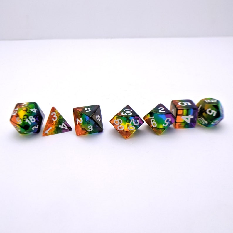 Rainbow Too Dnd Dice Set Transparent Rainbow Polyhedral - Etsy