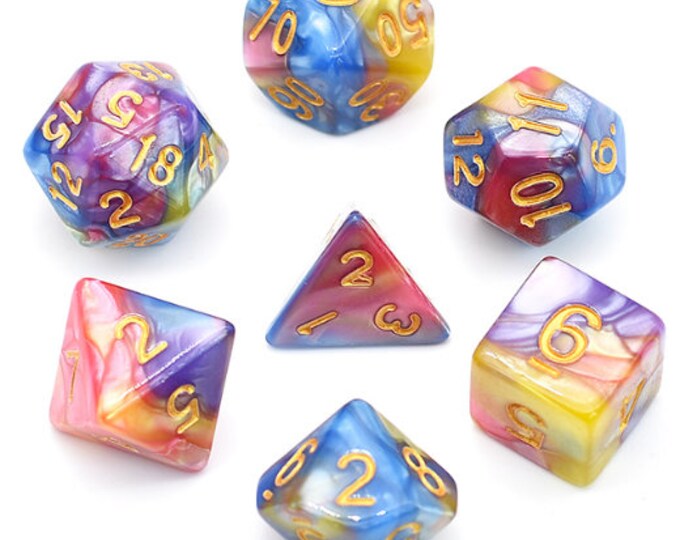 Swirling Palace, Dnd Dice Set, Marbled Rainbow Polyhedral Dice, D&D ...