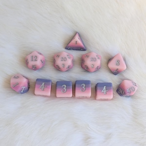 Dreamweaver Dice Set: Pastel Resin Polyhedral Dice With Silver Font - Etsy