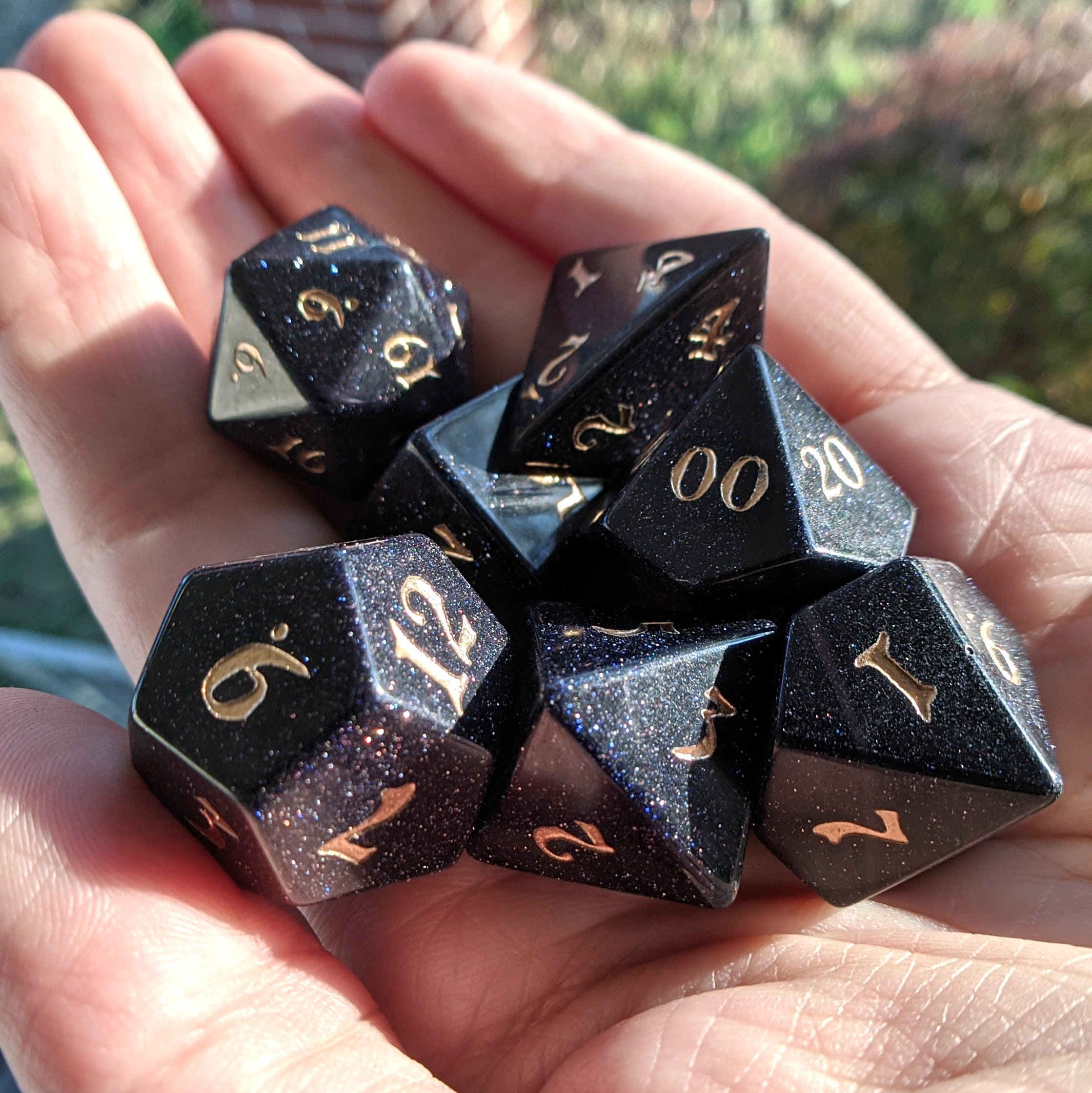 Blue Sandstone Gemstone Dnd Dice Set Polyhedral Dice D&D | Etsy