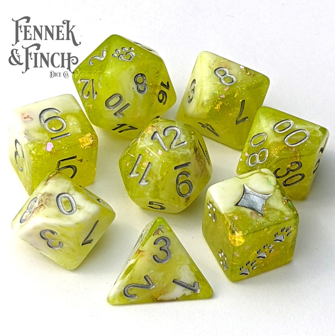 Lichen Glitter Dice Set: Green Resin Polyhedral Dice for D&D - Etsy
