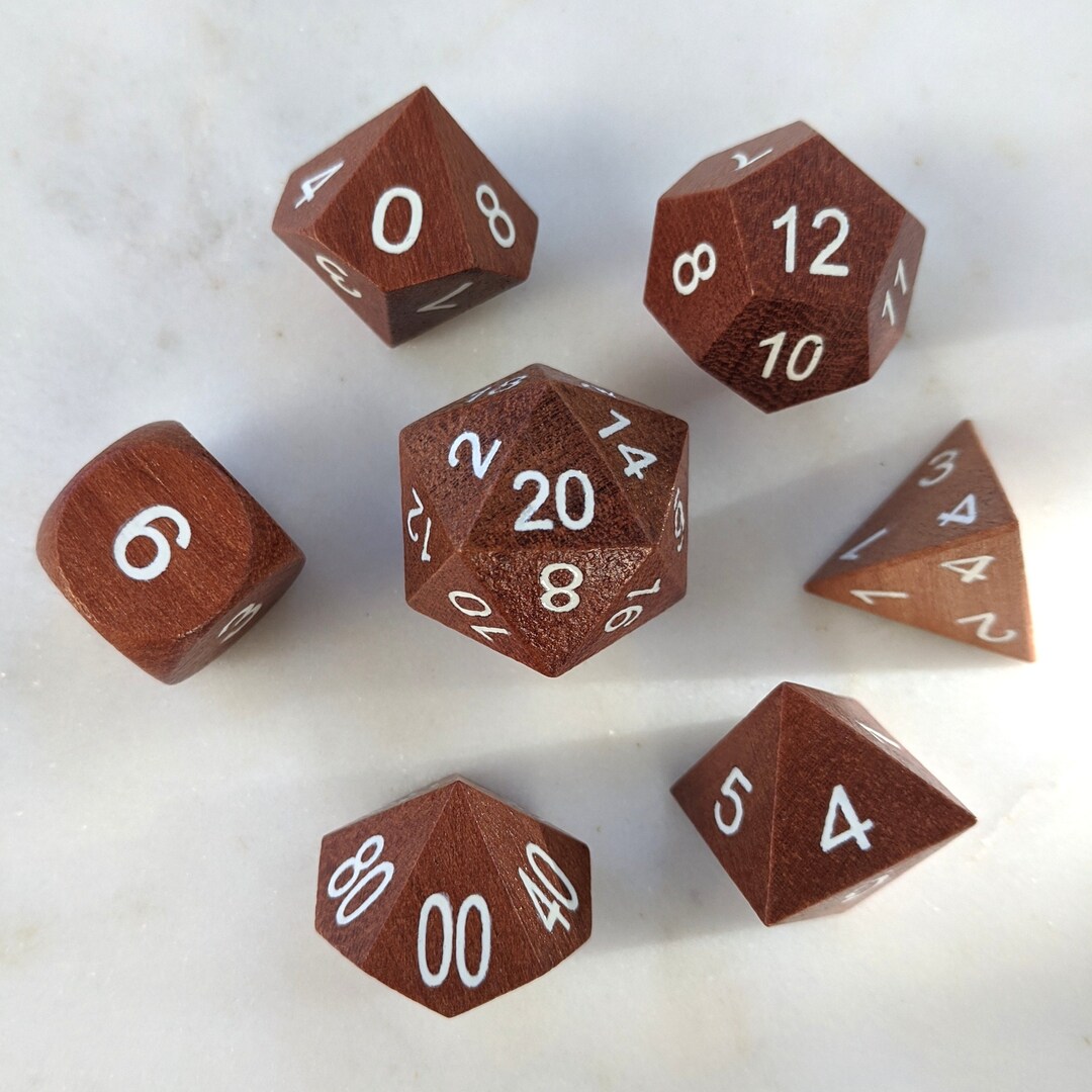 Red Sandalwood Wood Dnd Dice Set, Polyhedral Dice, D&D Dice, Dungeons ...