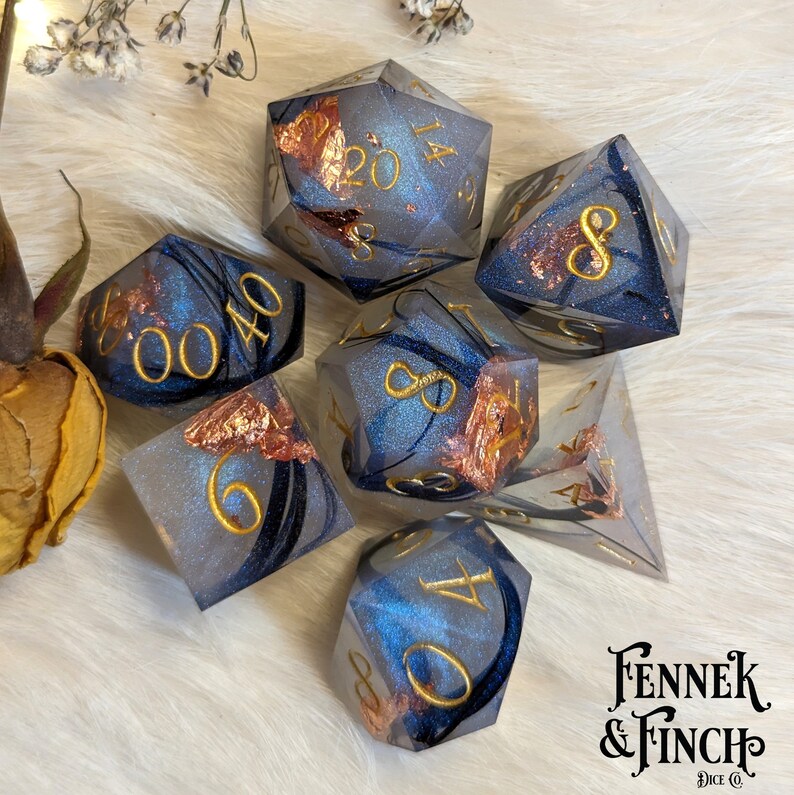 Feather Fall 7 Piece Sharp Edge Dnd Dice Set. Dungeons and - Etsy