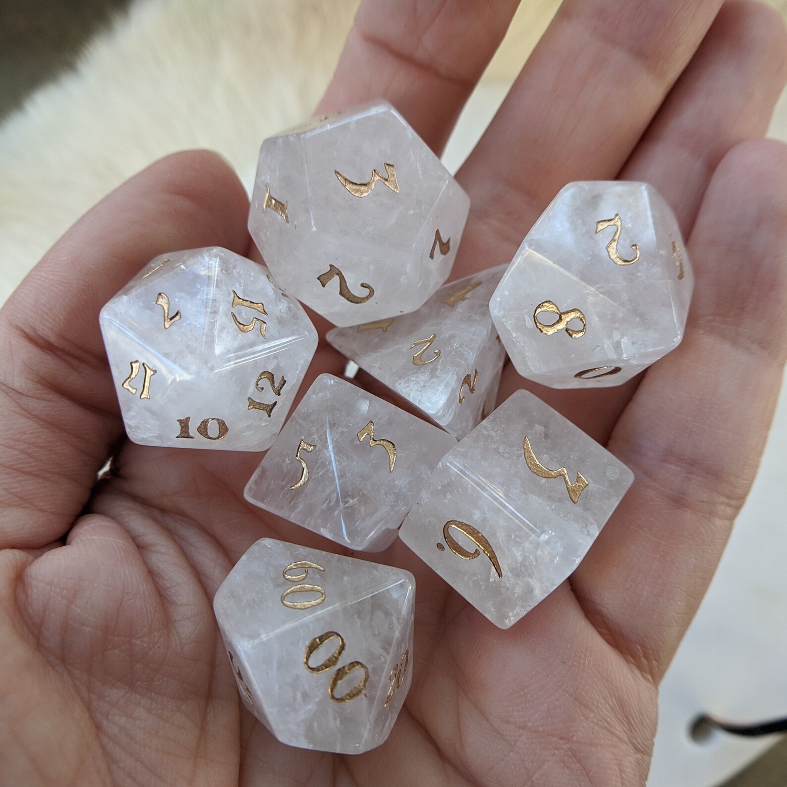 Clear Quartz Gemstone Dnd 7pc Dice Set Polyhedral Dice D&D - Etsy