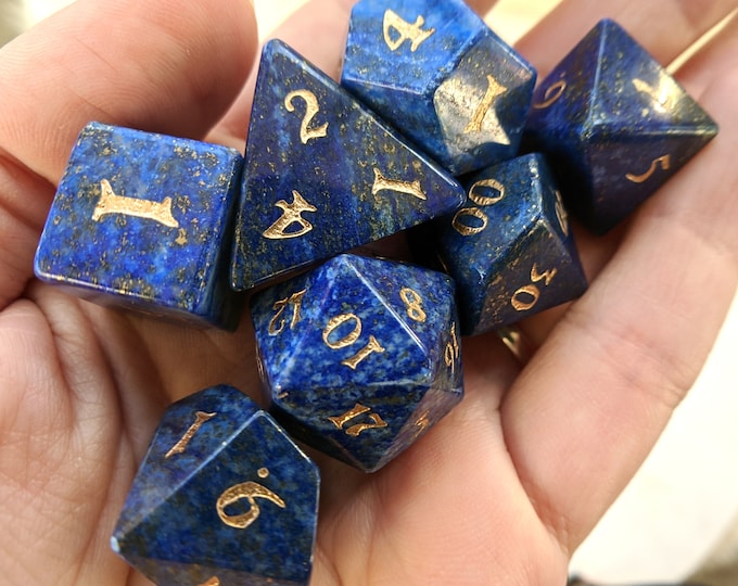 Lapis Gemstone TTRPG Dice Set, Polyhedral Dice, D&D Dice, Dungeons and ...