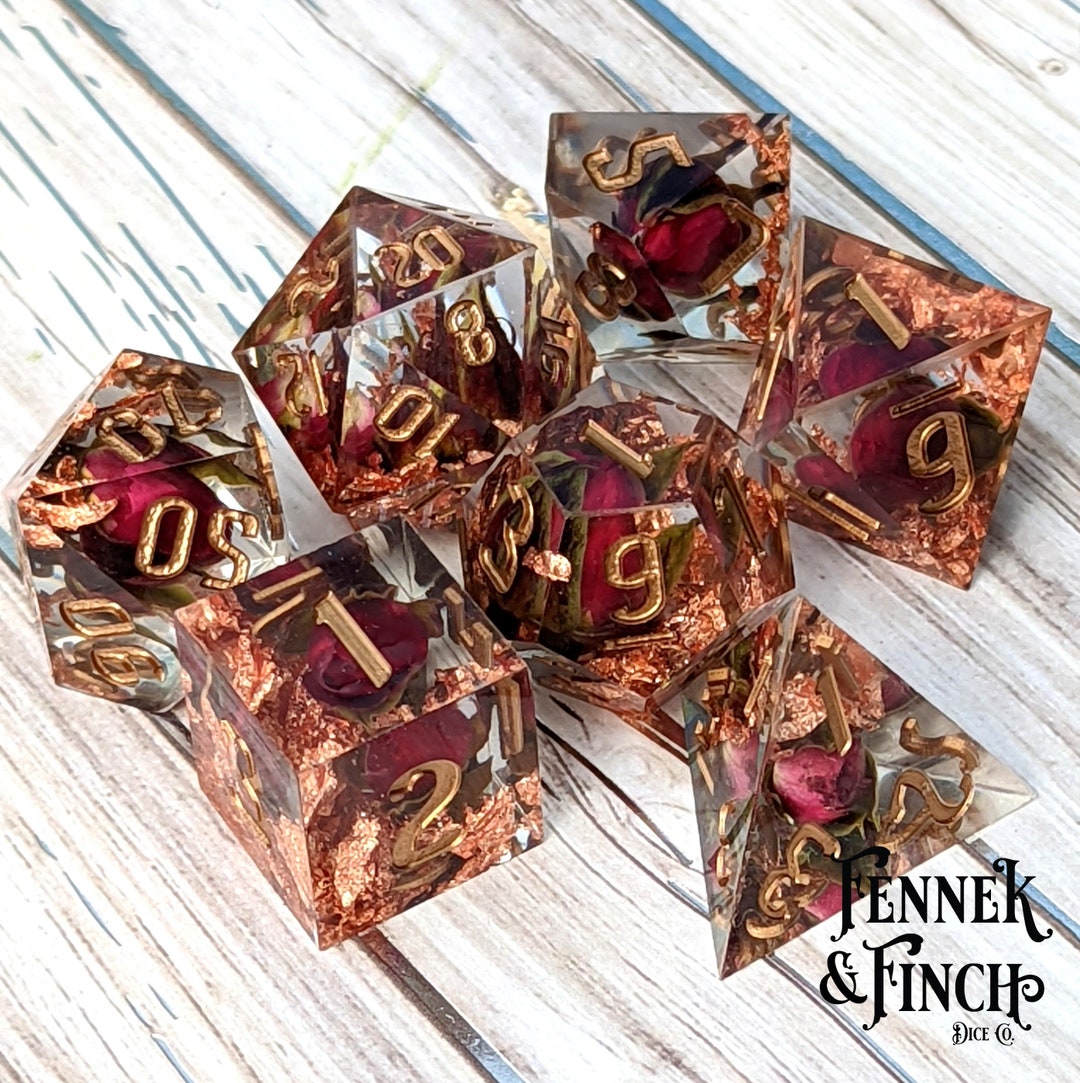 FLAWED Rose TTRPG Dice Set, Polyhedral Dice, Dungeons and Dragons ...