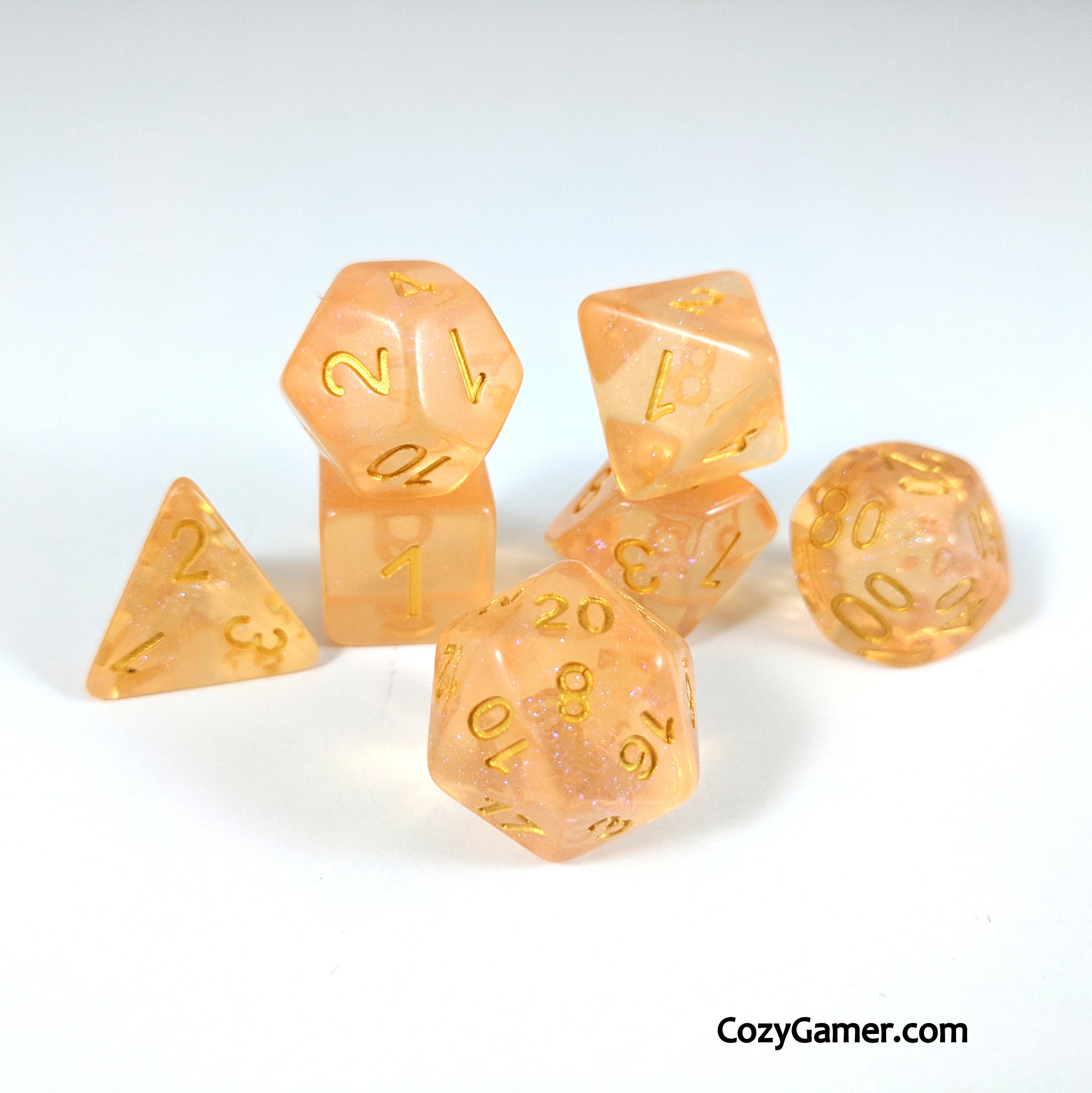 Creamsicle Sparkles DnD Dice Set Polyhedral dice D&D dice | Etsy