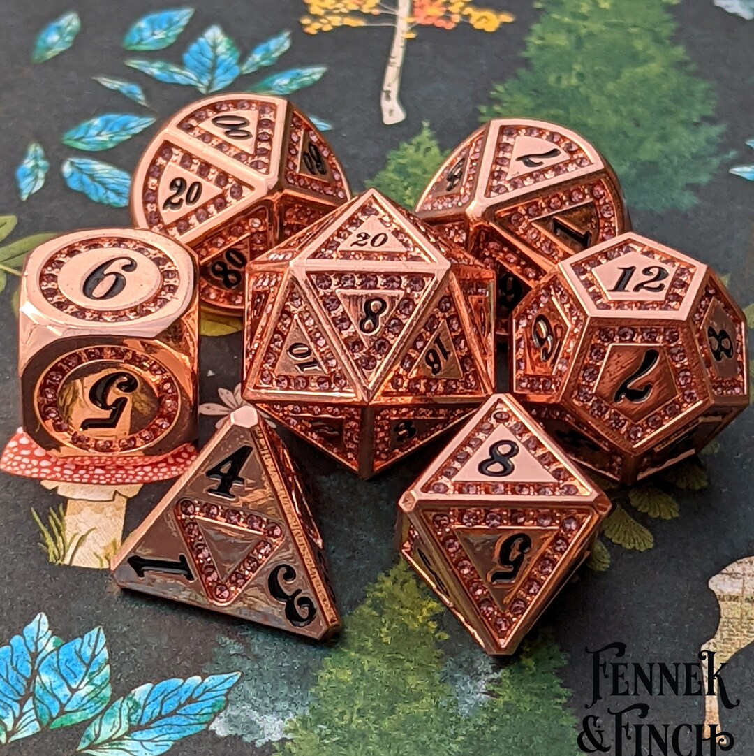 Metal TTRPG Dice Set, Polyhedral Dice, D&D Dice, Dungeons and Dragons ...