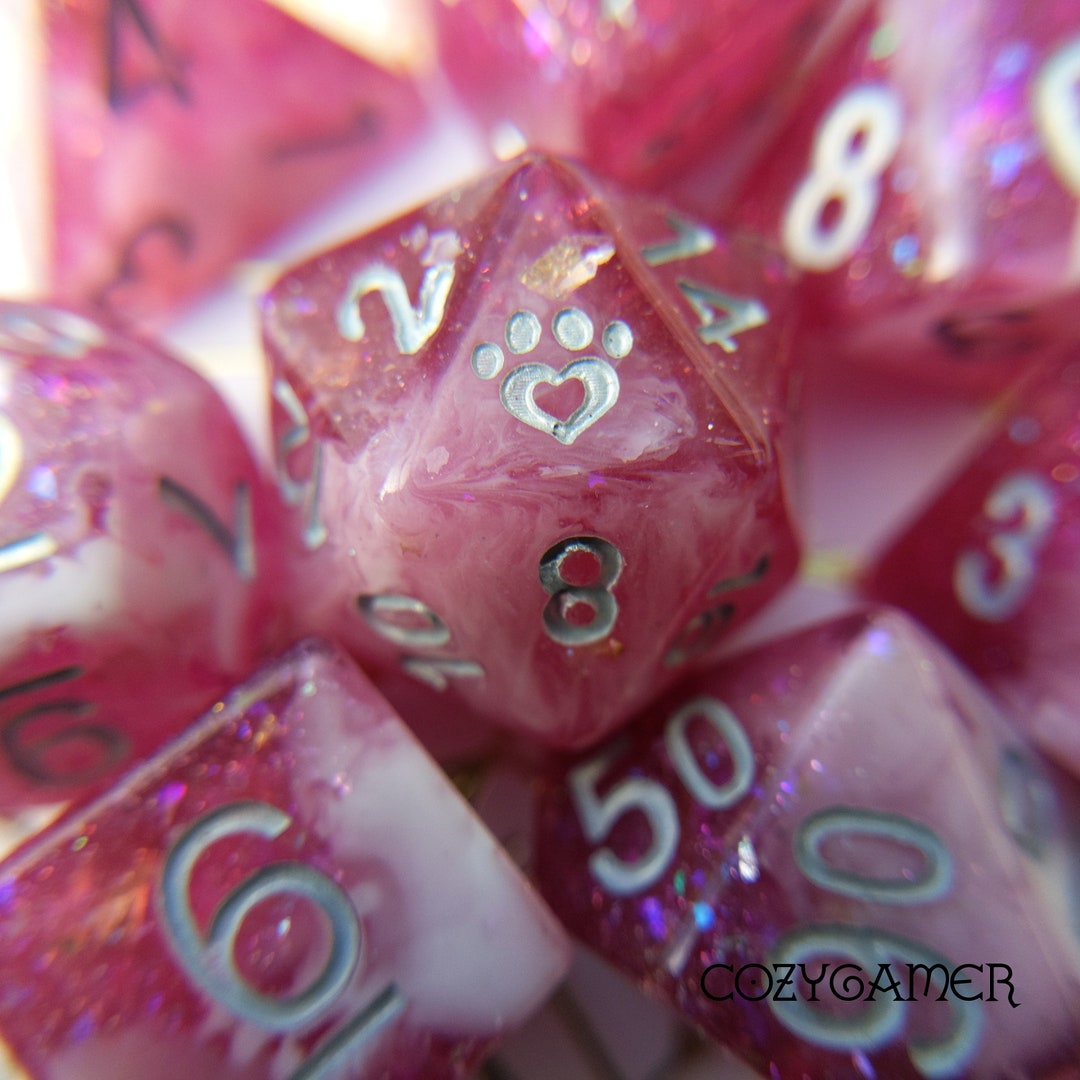 Berry Wine Glitter Dice Set - Burgundy Resin, Glitter and Foil ...