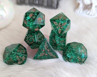 Acorn and Oak Lightning Glass Dnd Dice Set, Polyhedral Dice, D&D Dice ...