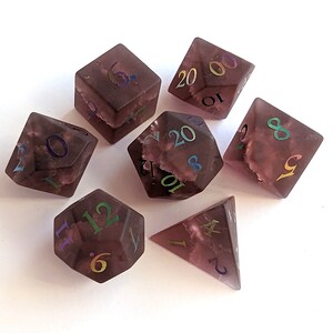 Burgundy Crackled Glass Dnd Dice Set, Polyhedral Dice, D&D Dice ...