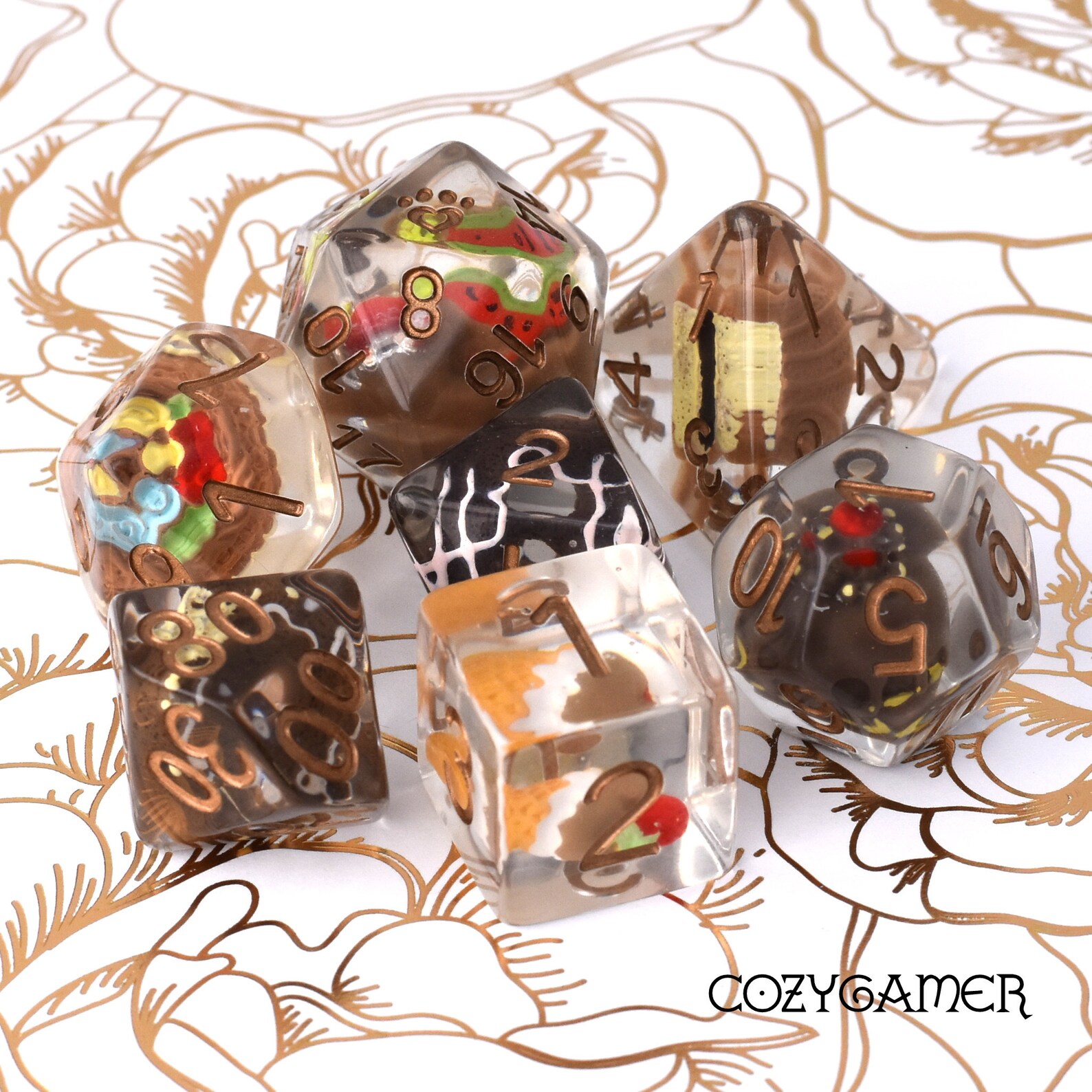 Chocolate Pastry Dice Set Polyhedral Dice TTRPG D&D Dice - Etsy