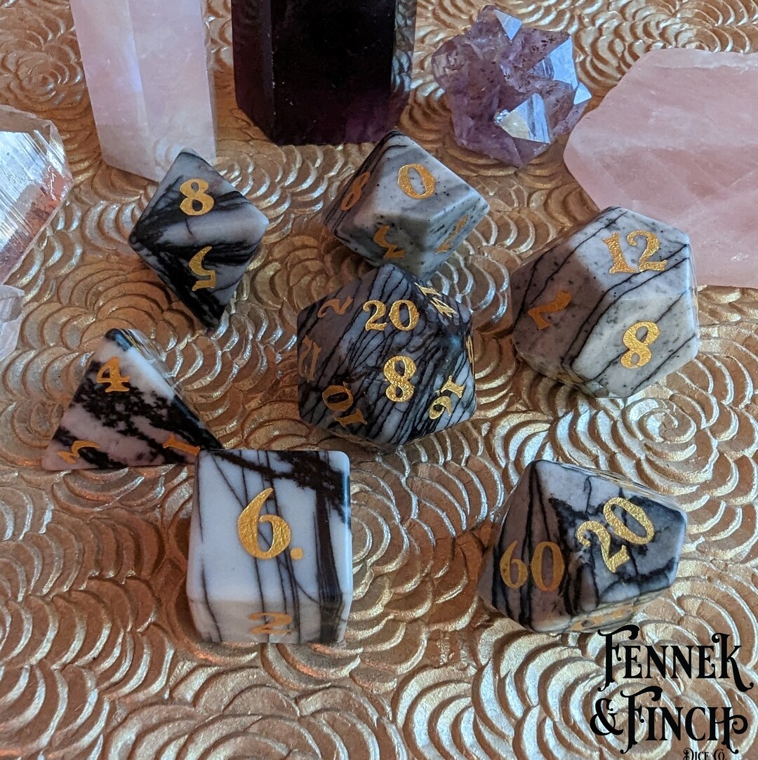 Spider Web Jasper Gemstone Dnd Dice Set, Polyhedral Dice, D&D Dice ...