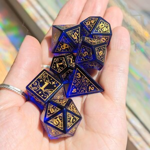 Dreamy Indigo Glass Dnd Dice Set, Polyhedral D&D Dice, Dungeons and ...