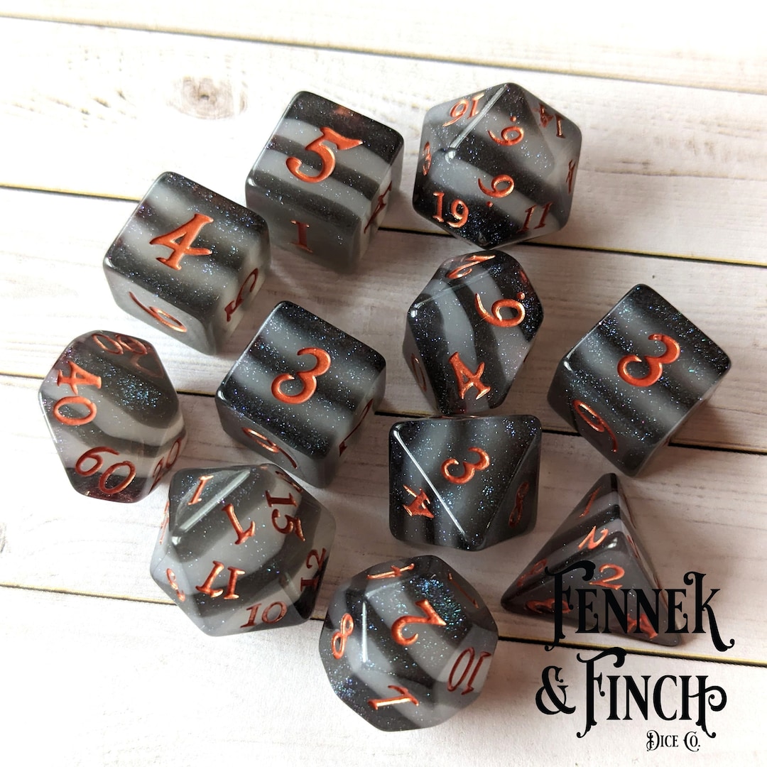 Black and White Stripe Dnd Dice Set, Polyhedral Dice, D&D Dice ...