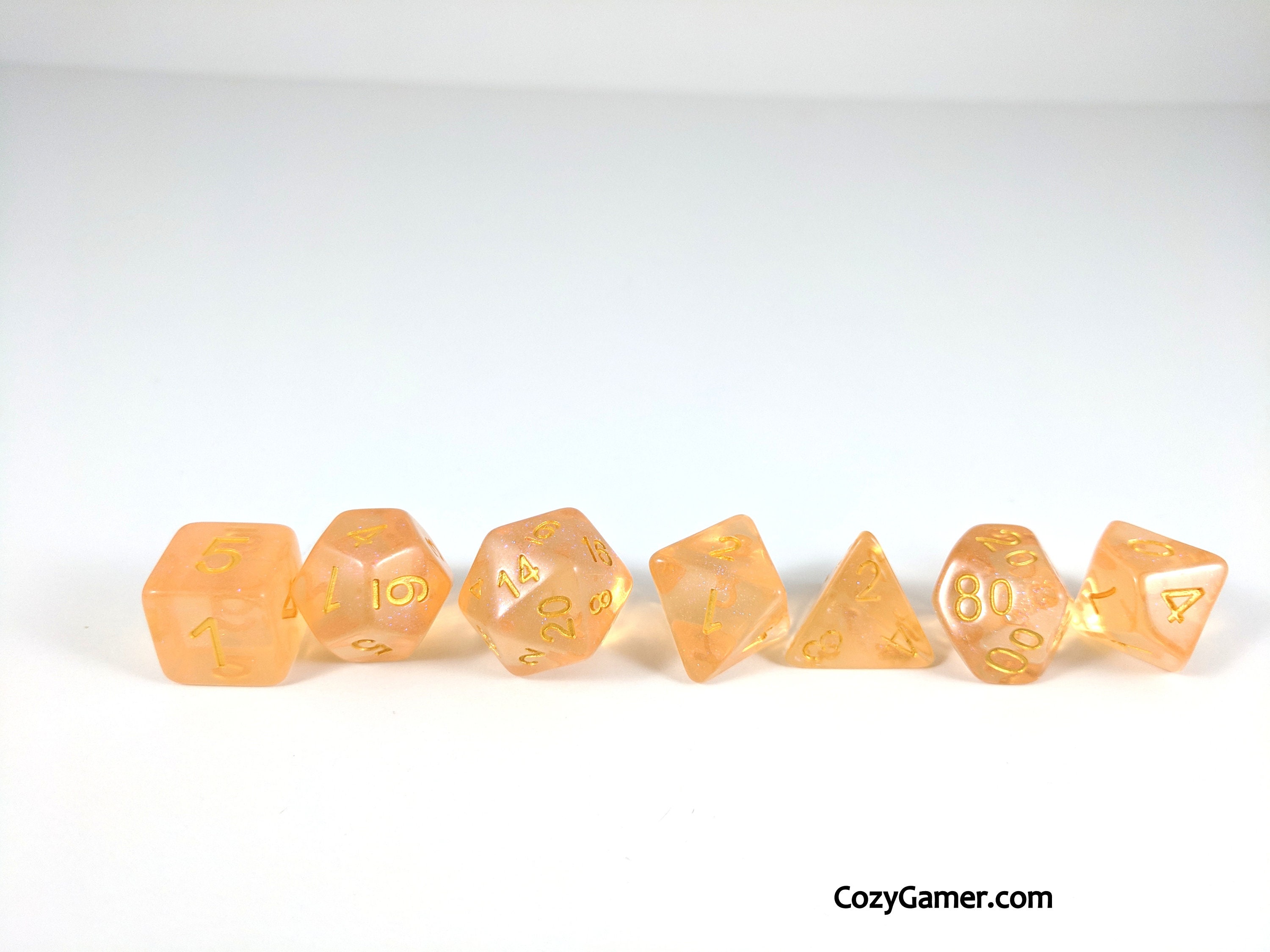 Creamsicle Sparkles DnD Dice Set Polyhedral dice D&D dice | Etsy