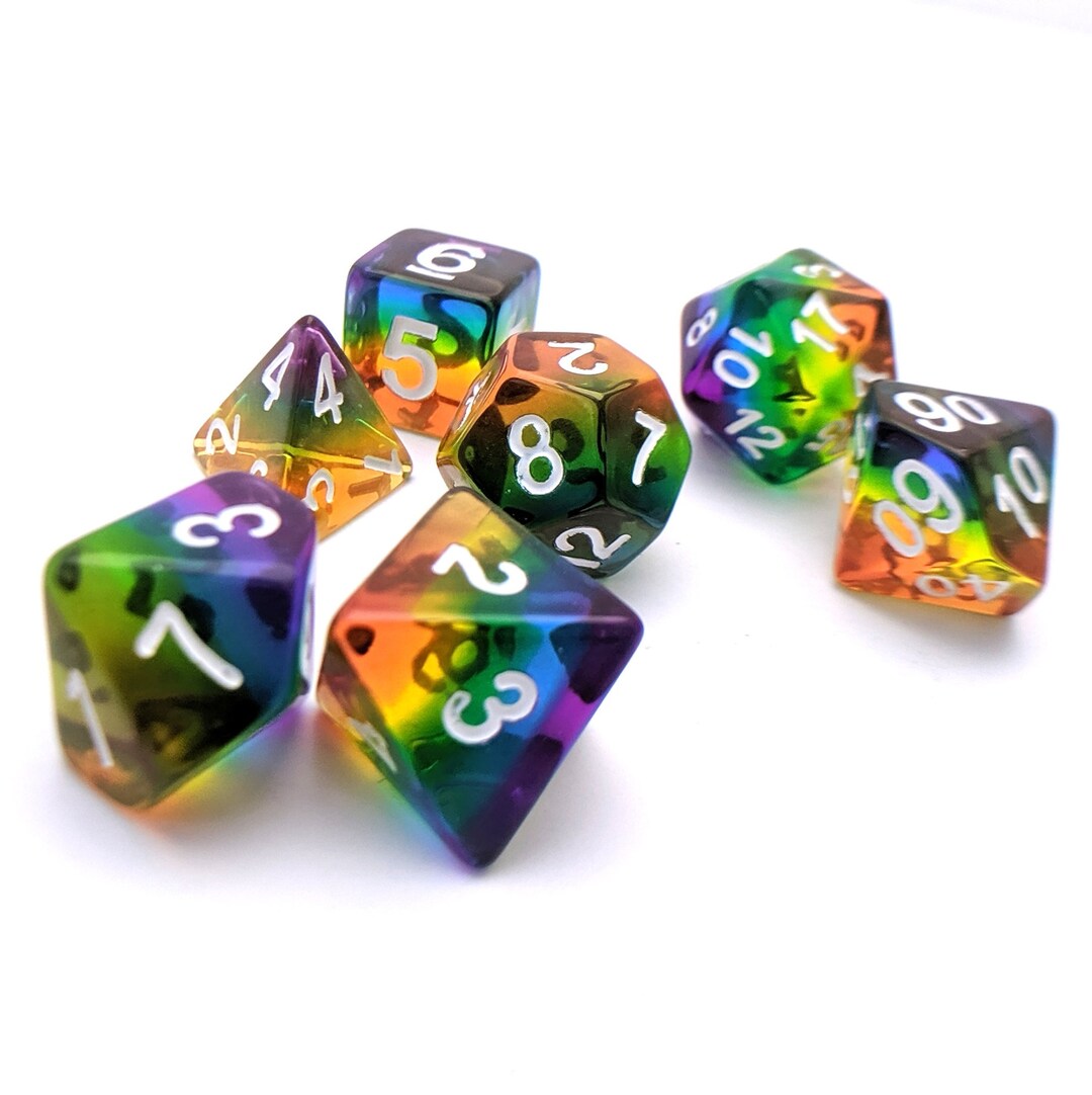 Rainbow Too Dnd Dice Set Transparent Rainbow Polyhedral - Etsy