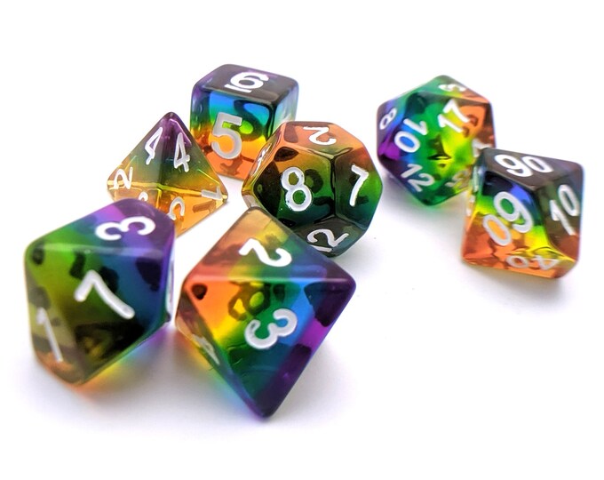 Rainbow Too, Dnd Dice Set, Transparent Rainbow Polyhedral Dice, D&D ...