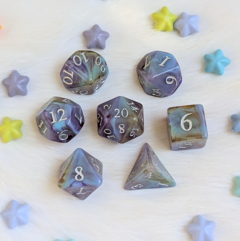 Mystic Riptide 7 Piece Dice Set: Teal Indigo Marbled Resin Dnd Dice - Etsy