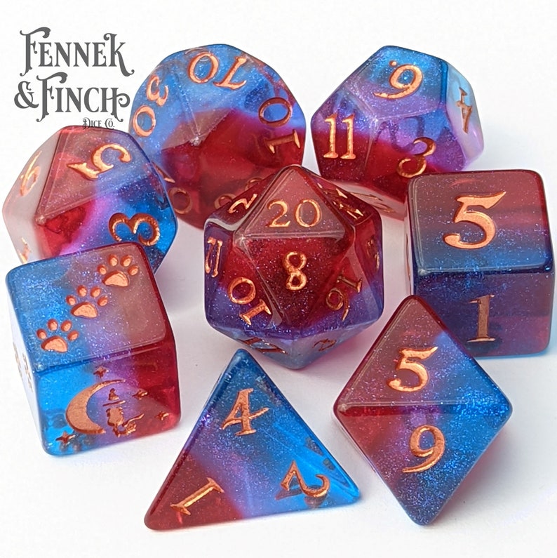 Tiefling Dice Set: 12-piece Resin Dnd Dice With Paw D6 - Etsy